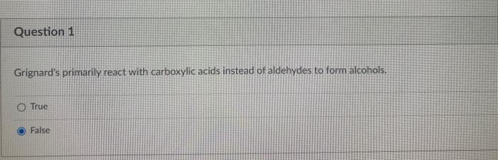 Solved Grignard's primanily react with carboxylic acids | Chegg.com