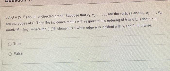 Solved Let G=(V,E) be an undirected graph. Suppose that | Chegg.com