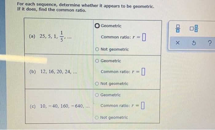 Solved For each sequence, determine whether it appears to be | Chegg.com
