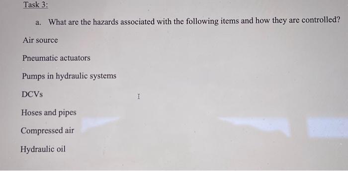 Solved a. What are the hazards associated with the following | Chegg.com