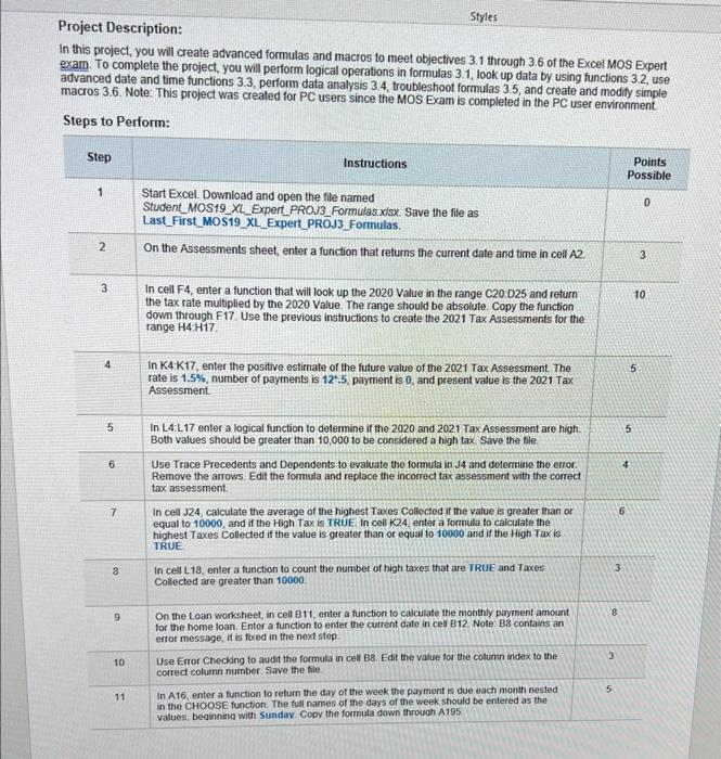 Solved Proiect Descrintion: StylesStep Instructions Points | Chegg.com