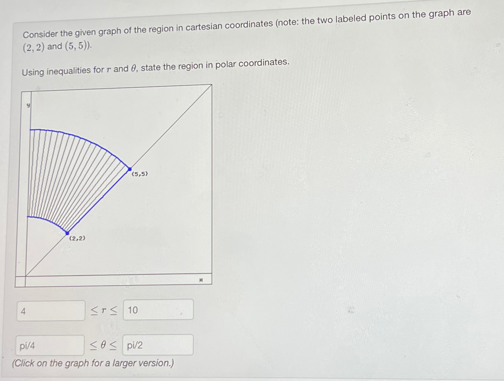Solved Consider the given graph of the region in cartesian | Chegg.com