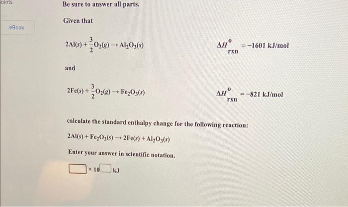 Solved Be sure to answer all parts. Given that | Chegg.com