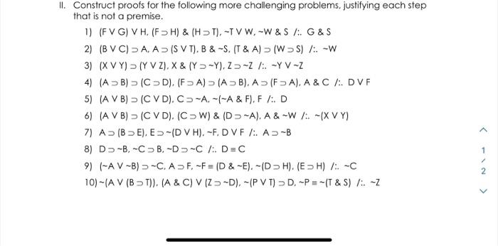 Solved II. Construct proofs for the following more | Chegg.com