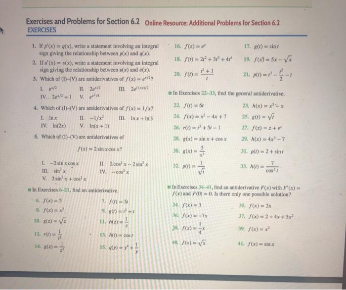 Solved Exercises and Problems for Section 6.2 Online | Chegg.com