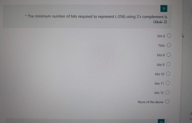 Solved 9 * The minimum number of bits required to represent | Chegg.com