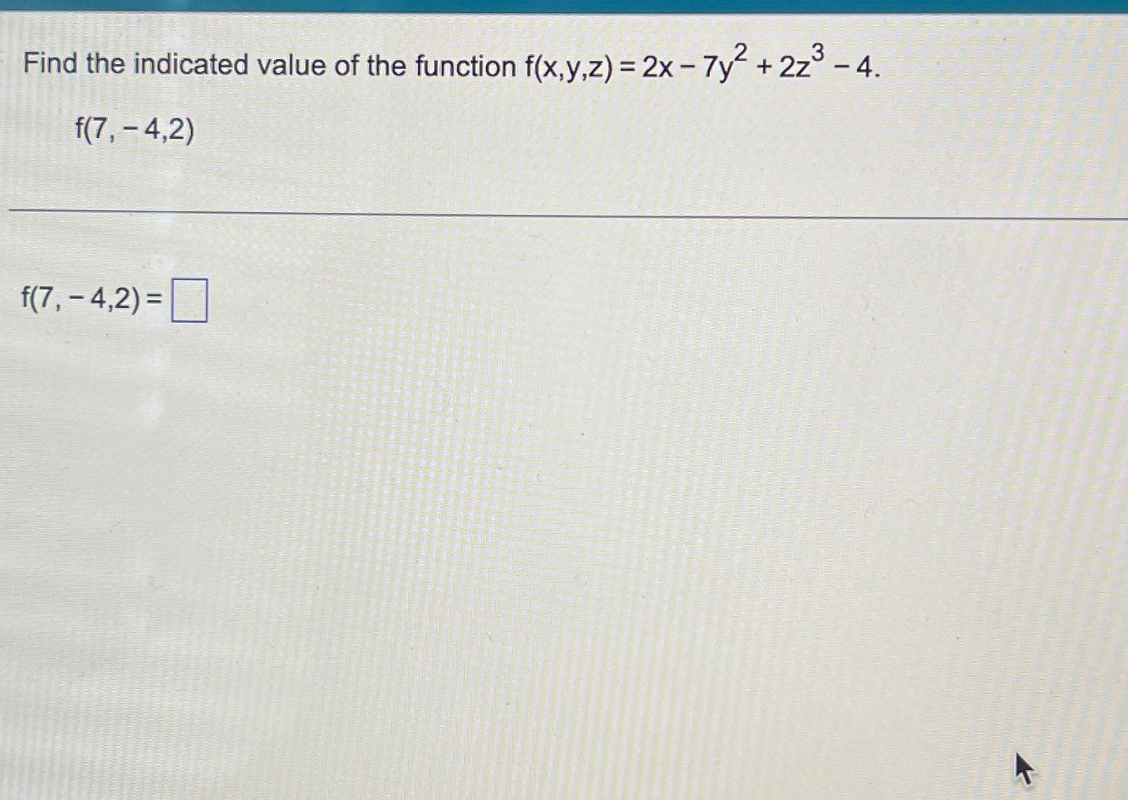 Solved Find the indicated value of the function | Chegg.com