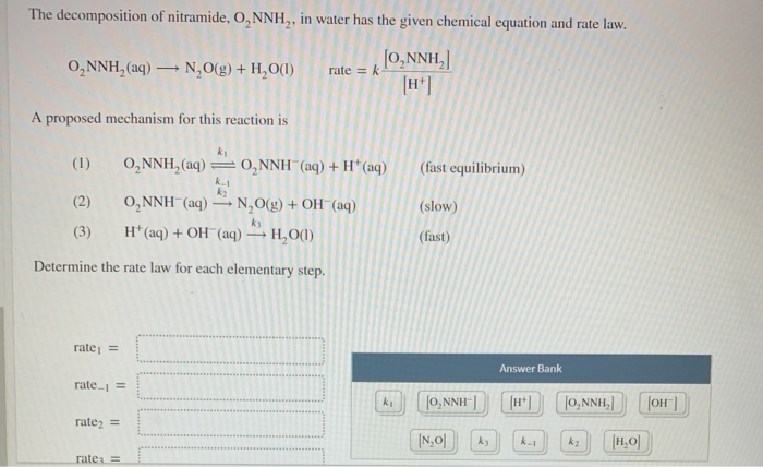 Solved The decomposition of nitramide, O, NNH , in water has | Chegg.com