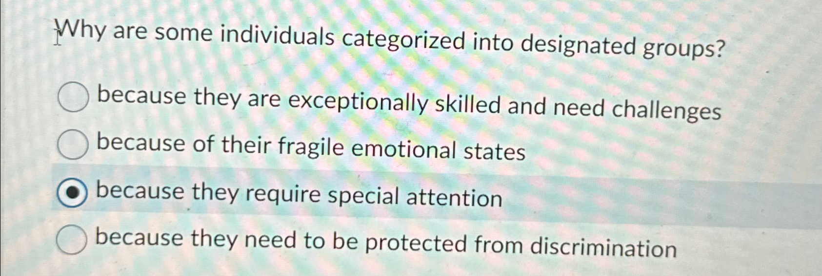 Solved Why are some individuals categorized into designated | Chegg.com