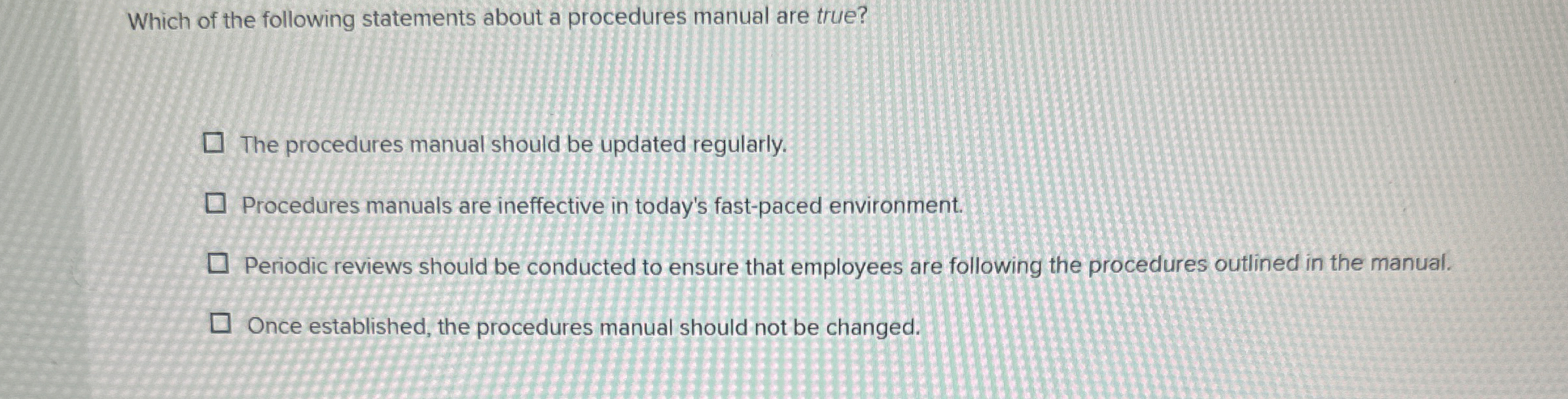 Solved Which of the following statements about a procedures | Chegg.com