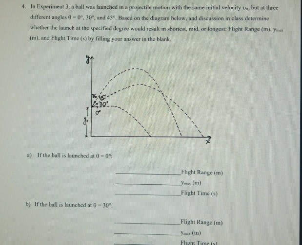 Solved 4. In Experiment 3. a ball was launched in a | Chegg.com