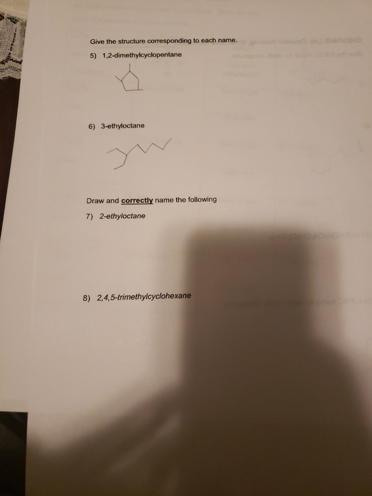 Solved Give the structure corresponding to each name. 5) | Chegg.com
