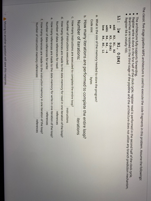 Solved add SW addi bne The classic five-stage pipeline MIPS | Chegg.com