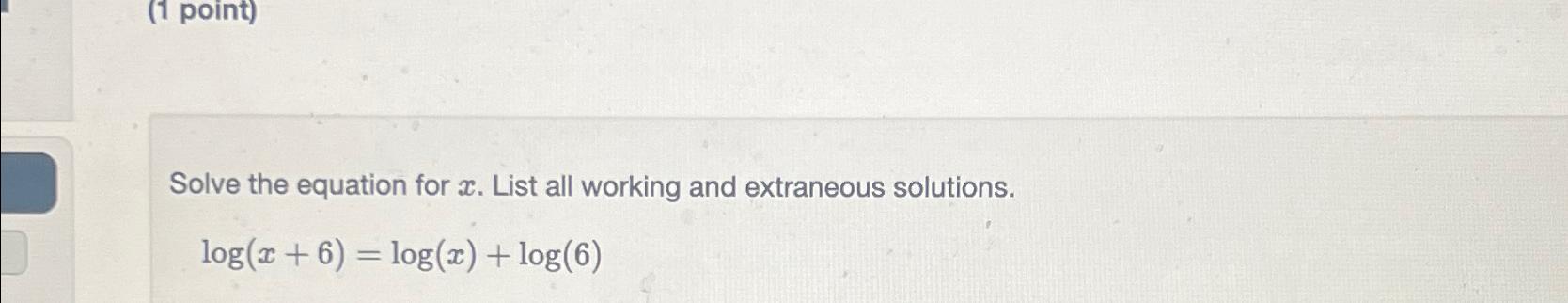 Solved Solve the equation for x. ﻿List all working and | Chegg.com