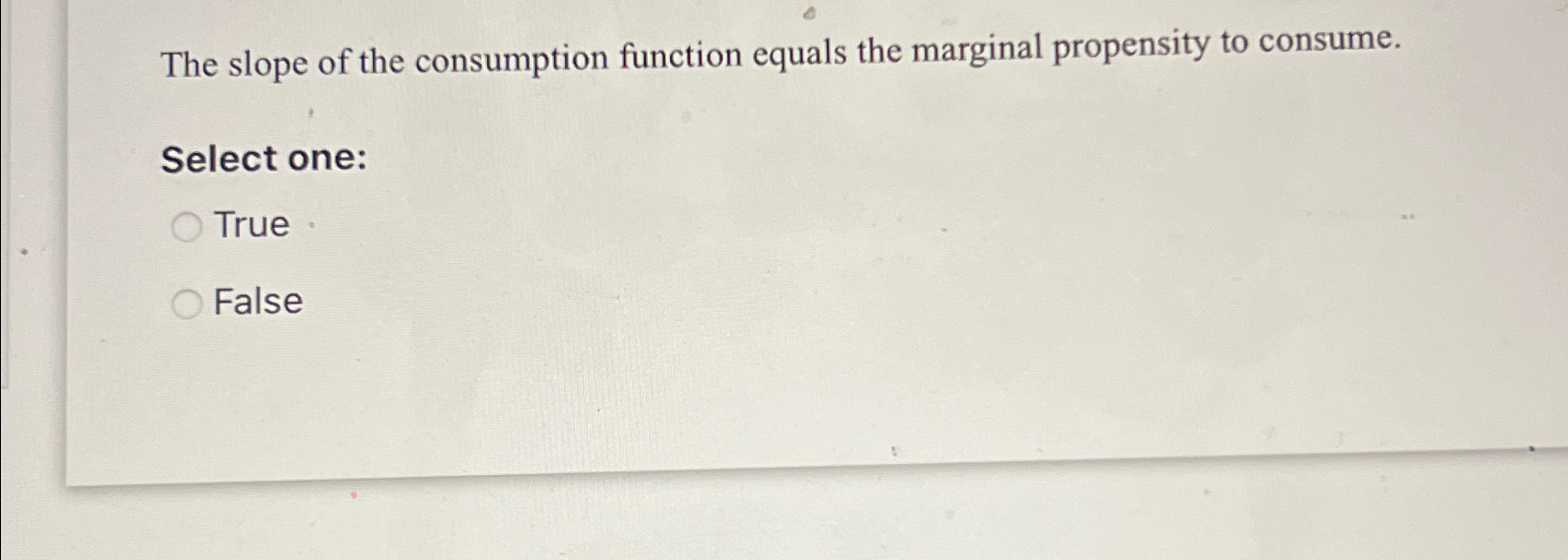 The slope of the consumption function equals the | Chegg.com