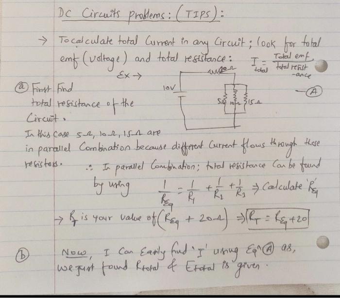 Solved DC Circuits problems: (TIPS): → Tocalculate total | Chegg.com