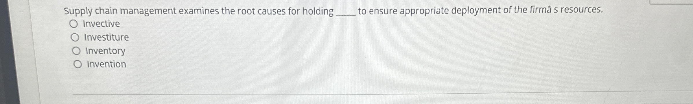 Solved Supply chain management examines the root causes for | Chegg.com
