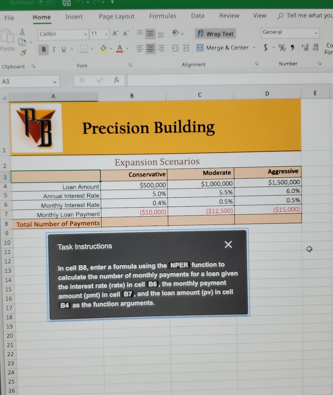Solved H File Home Insert Page Layout Formulas Data Review | Chegg.com