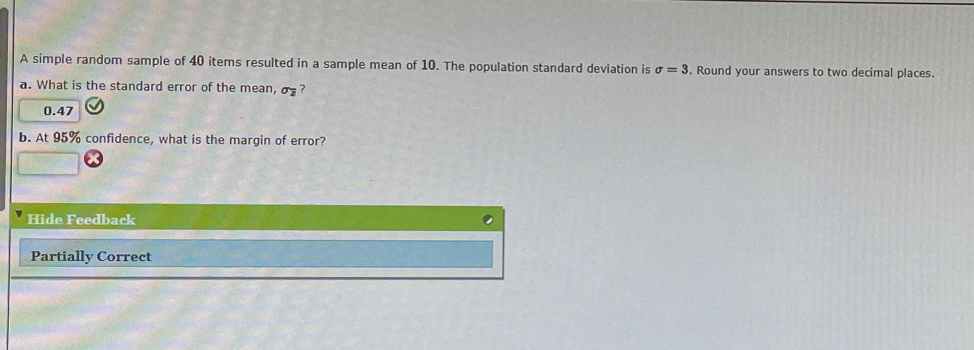 Solved A simple random sample of 40 ﻿items resulted in a | Chegg.com