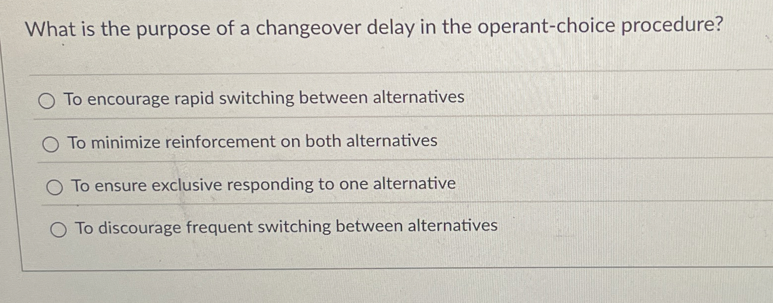 Solved What is the purpose of a changeover delay in the | Chegg.com