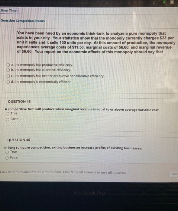 Solved & course d161937 Show Timer Question Completion | Chegg.com