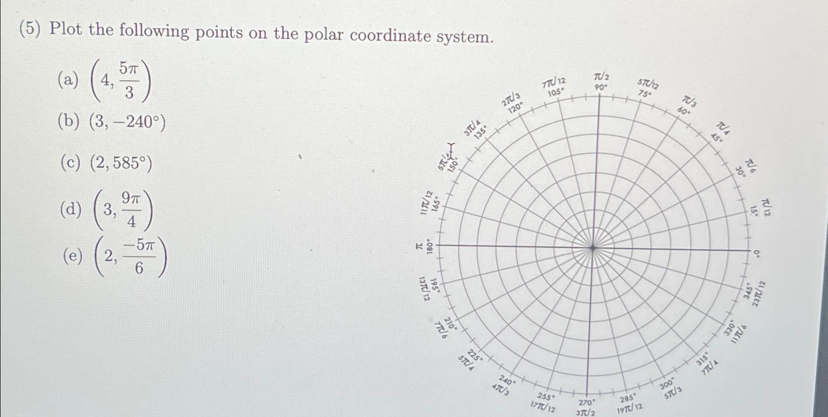 Solved 5 ﻿plot The Following Points On The Polar 