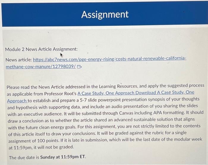 Module 2 News Article Assignment: News article: | Chegg.com