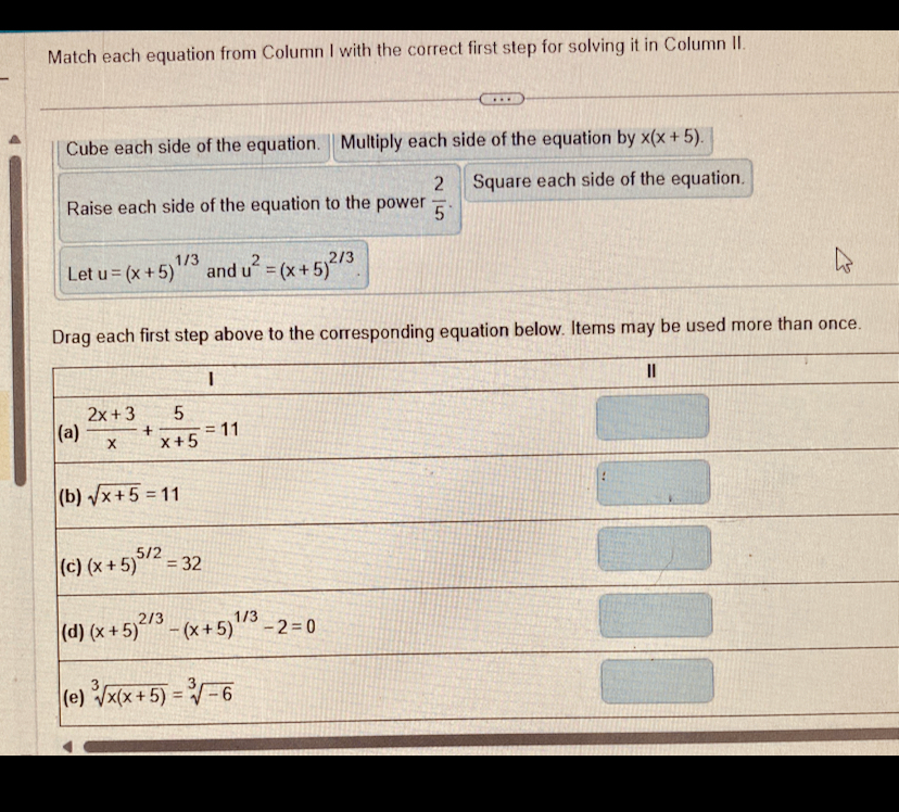 Solved Match each equation from Column I with the correct | Chegg.com