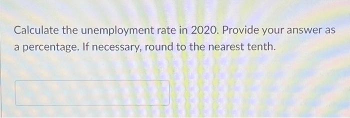 Calculate the unemployment rate in 2020 . | Chegg.com