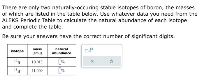 Solved There are only two naturally-occuring stable isotopes | Chegg.com