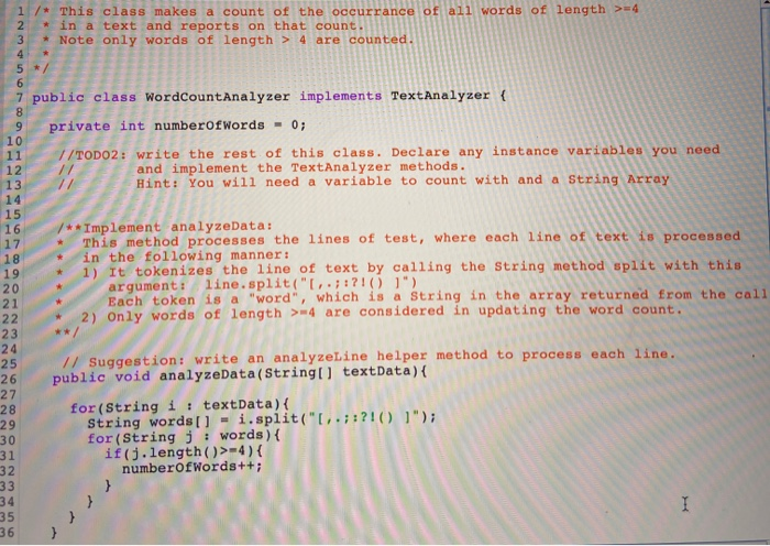 Solved This class makes a count of the occurrance of all | Chegg.com