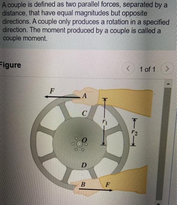 Solved A couple is defined as two parallel forces, separated | Chegg.com