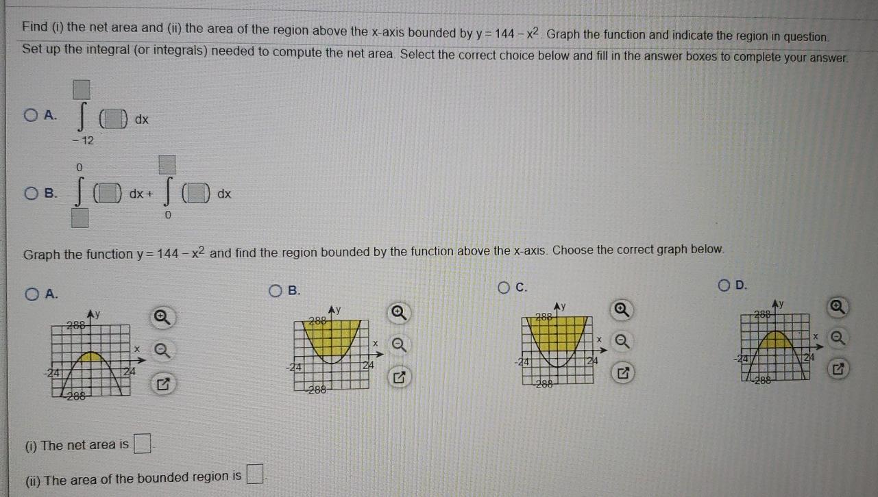 Solved Find The Net Area And Ii The Area Of The Region
