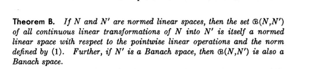 Solved Theorem B. If N and N′ are normed linear spaces, then | Chegg.com