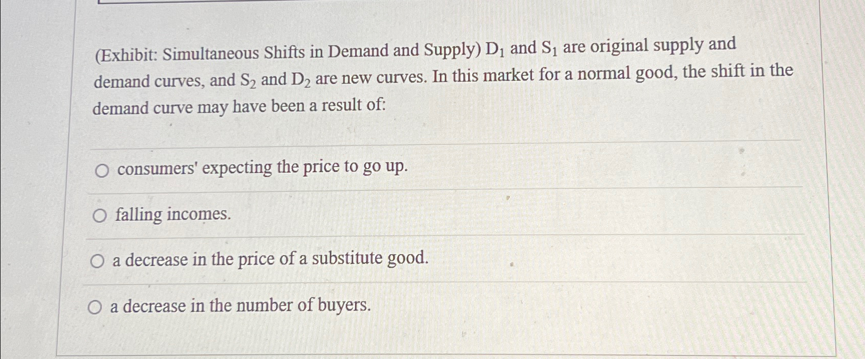 Solved (Exhibit: Simultaneous Shifts in Demand and | Chegg.com