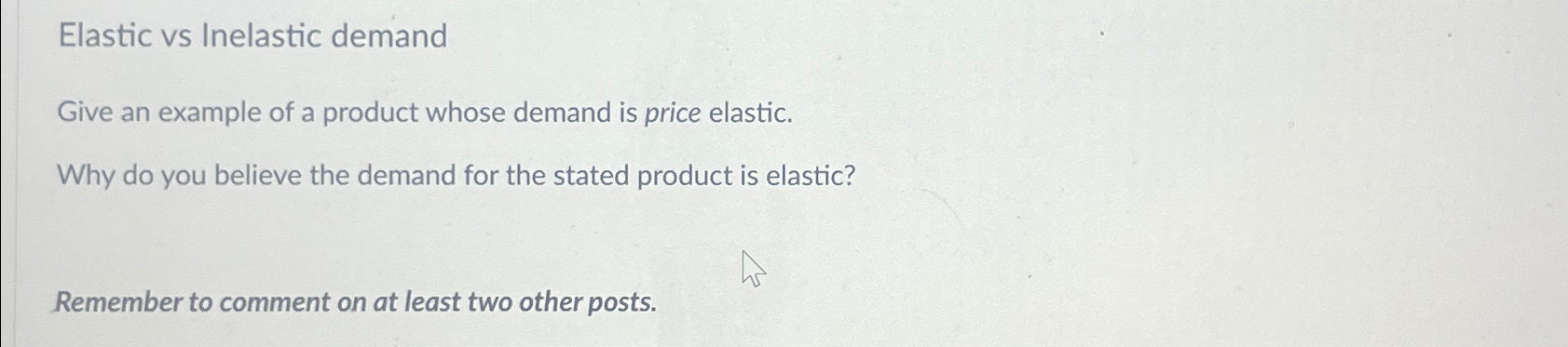 Solved Elastic vs Inelastic demandGive an example of a | Chegg.com
