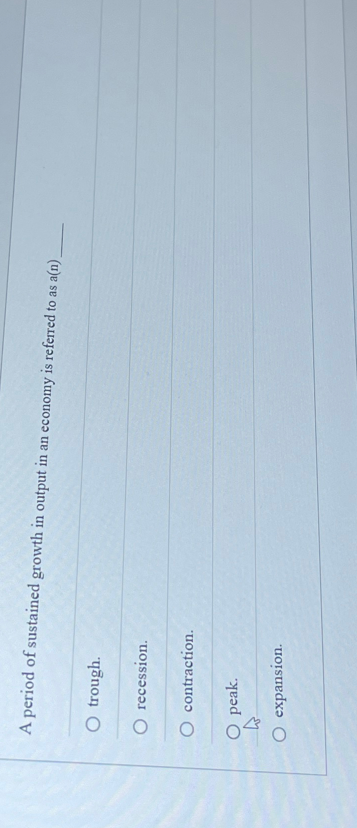 Solved A period of sustained growth in output in an economy | Chegg.com