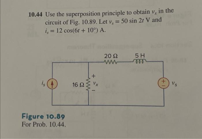Solved 10.44 Use the superposition principle to obtain vx in | Chegg.com