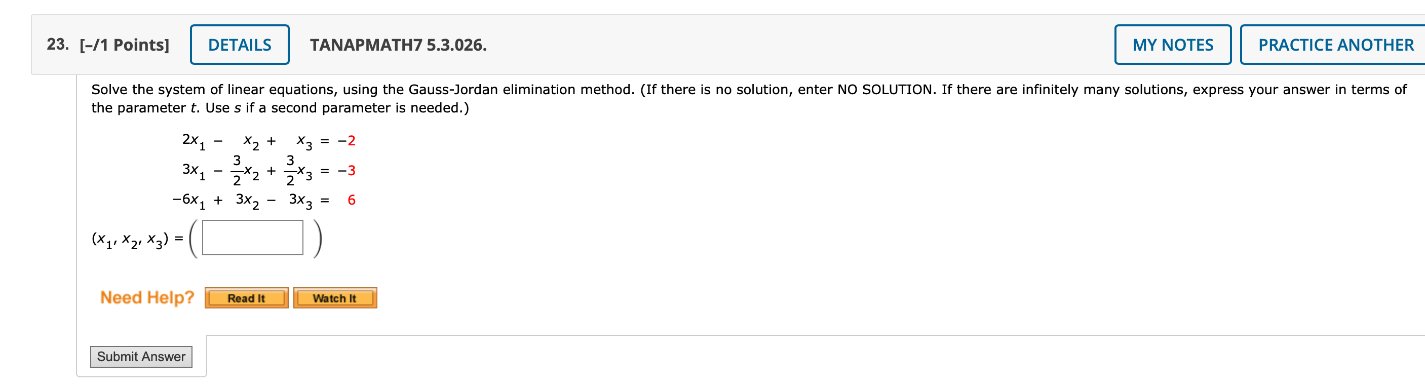 Solved [-/1 ﻿Points]TANAPMATH7 5.3.026. ﻿the parameter t. | Chegg.com
