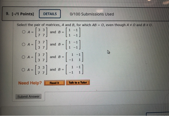 Solved 7. [-/1 Points] DETAILS 0/100 Submissions Used Let B | Chegg.com