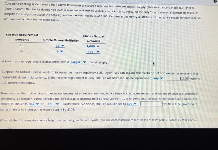 Solved . Consider a banking system where the Federal Reserve | Chegg.com