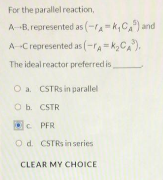 For the parallel reaction,A→B, ﻿represented as | Chegg.com
