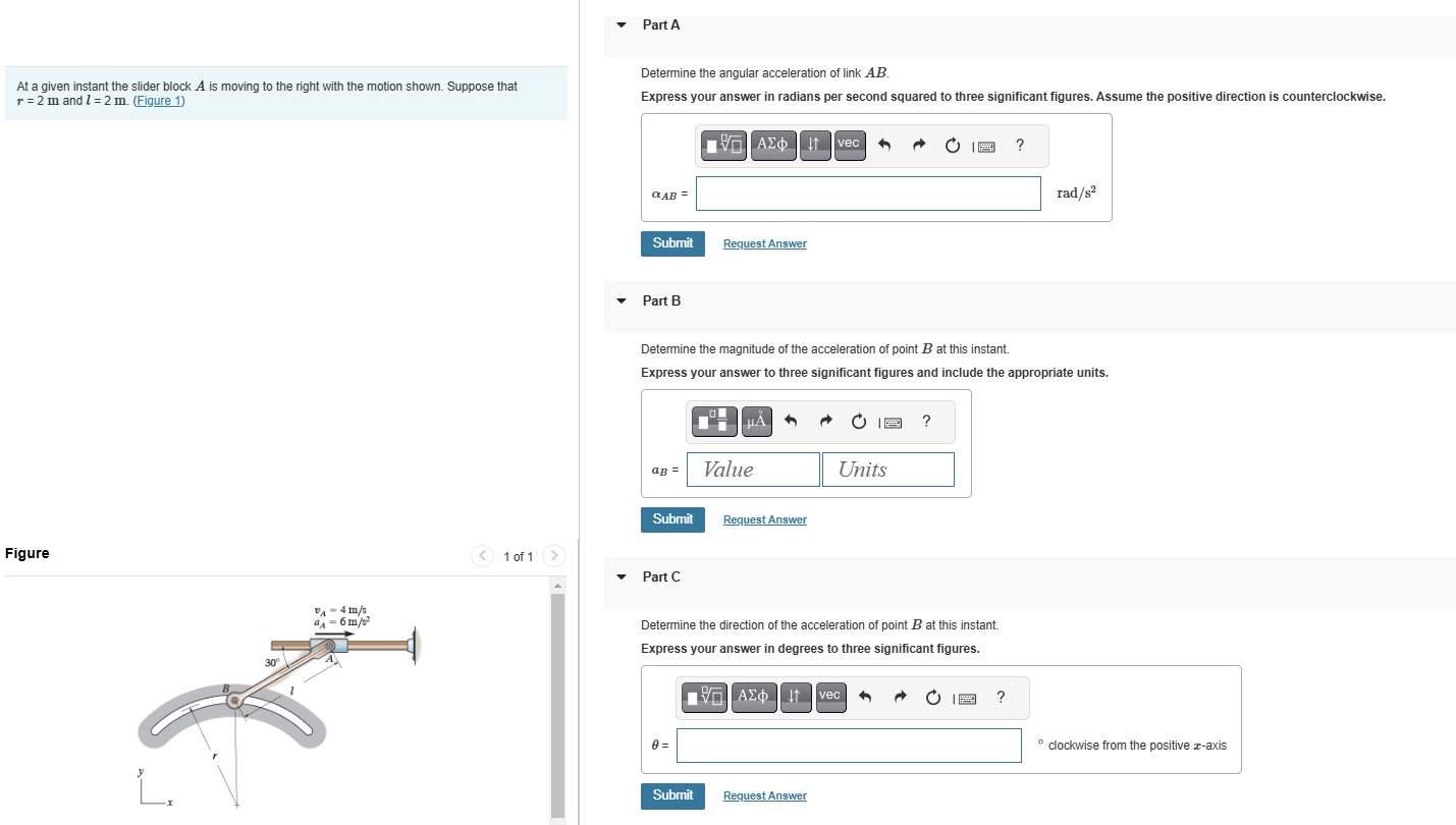 Solved At a given instant the slider block A is moving to | Chegg.com