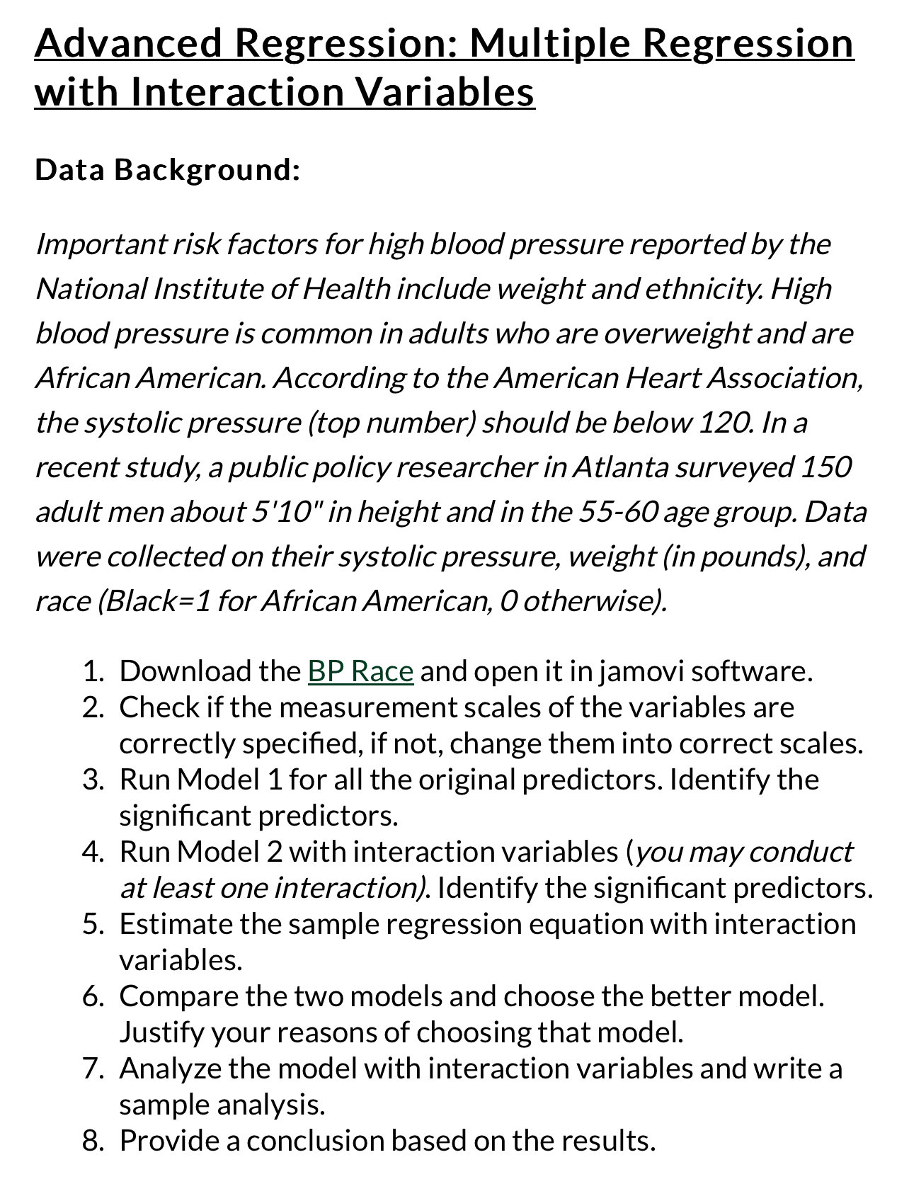 Advanced Regression: Multiple Regression with | Chegg.com