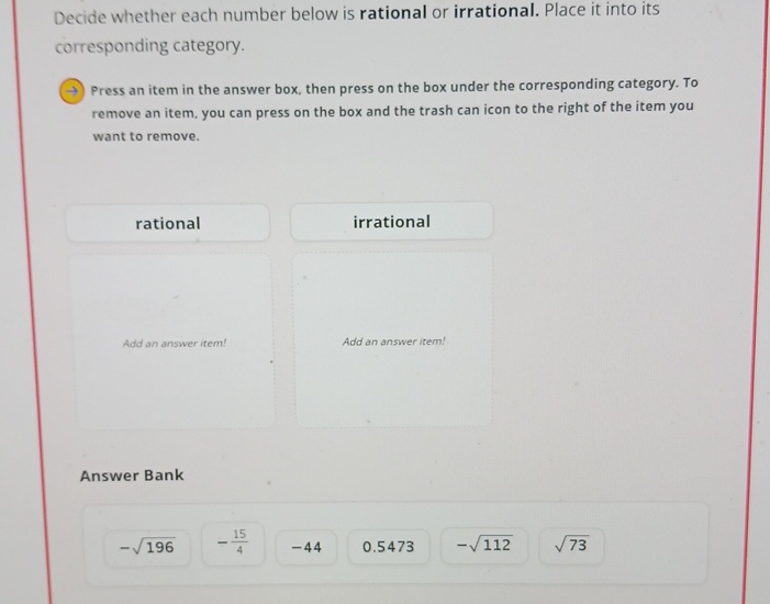 Solved Decide Whether Each Number Below Is Rational Or