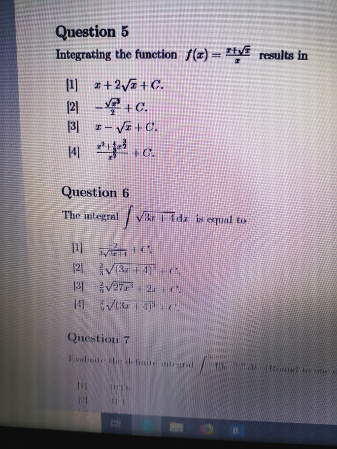 Solved Question 5 Integrating the function S(x) = 2tV# | Chegg.com