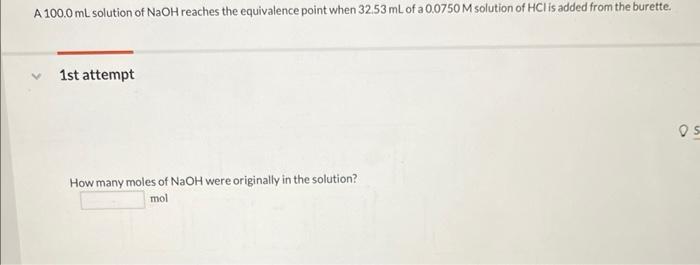 Solved A 100.0 mL solution of NaOH reaches the equivalence | Chegg.com