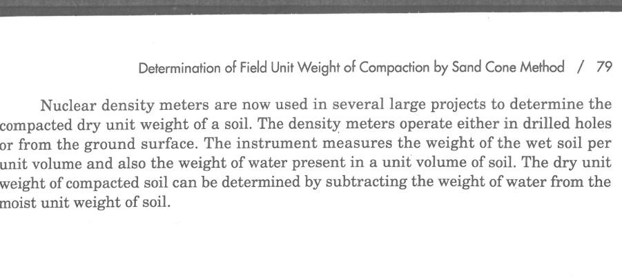 Determination of Field Unit Weight of Compaction by | Chegg.com