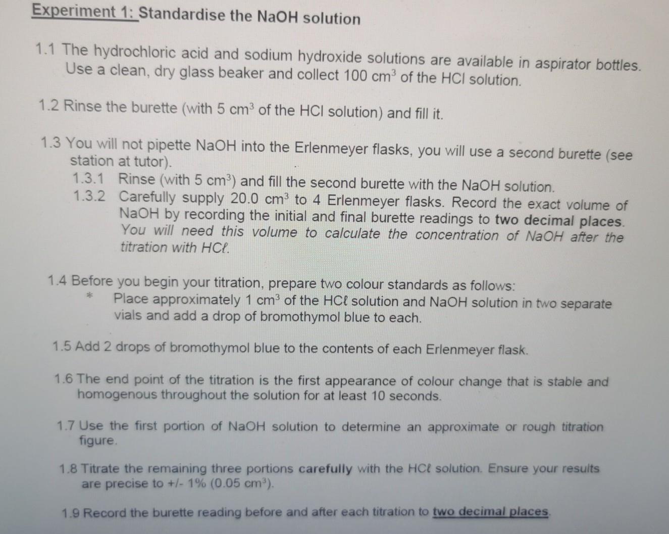 Solved Standardization of a sodium hydroxide solution with a | Chegg.com