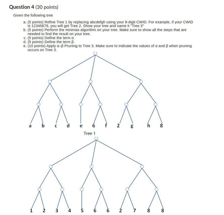 Solved Given the following tree a. (5 points) Refine Tree 1 | Chegg.com